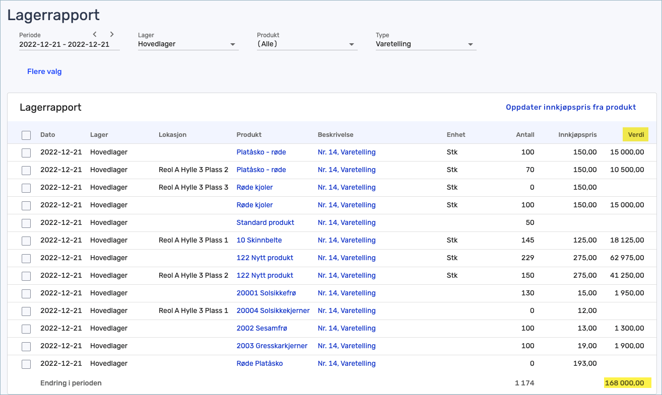 Hvordan utfører jeg en varetelling? – Tripletex hjelpesenter
