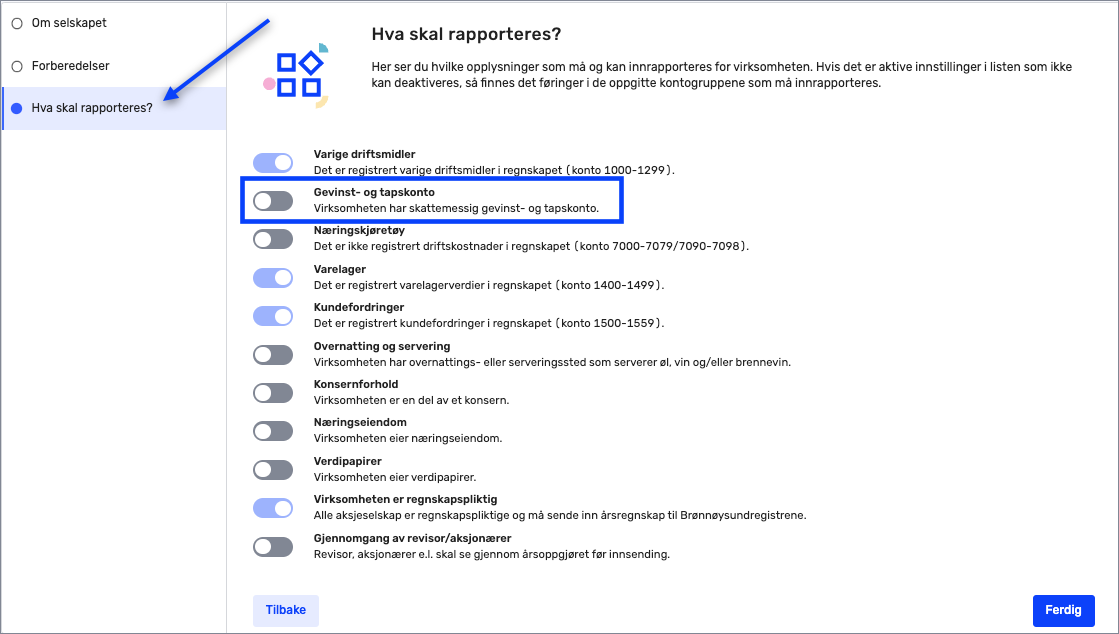 Gevinst- og tapskonto for AS – Tripletex hjelpesenter