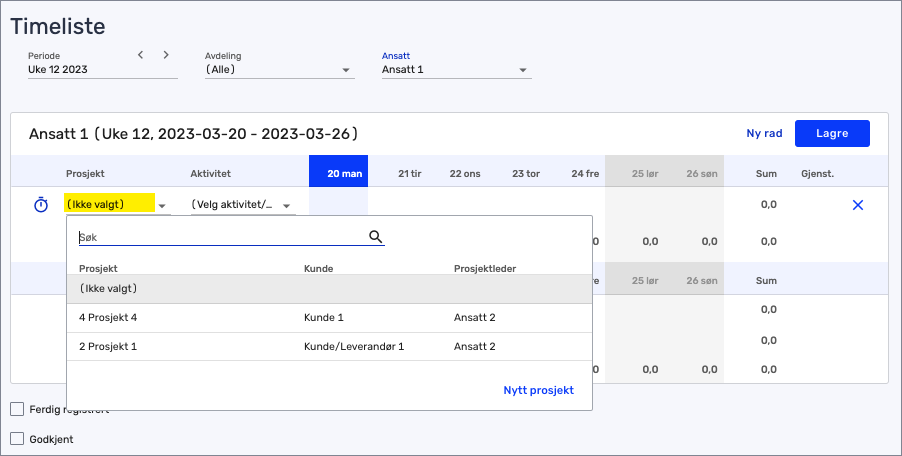 Slik fører du timer på et prosjekt – Tripletex hjelpesenter