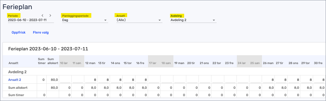 Hvordan bruker jeg ferieoversikt med ferieplan? – Tripletex hjelpesenter