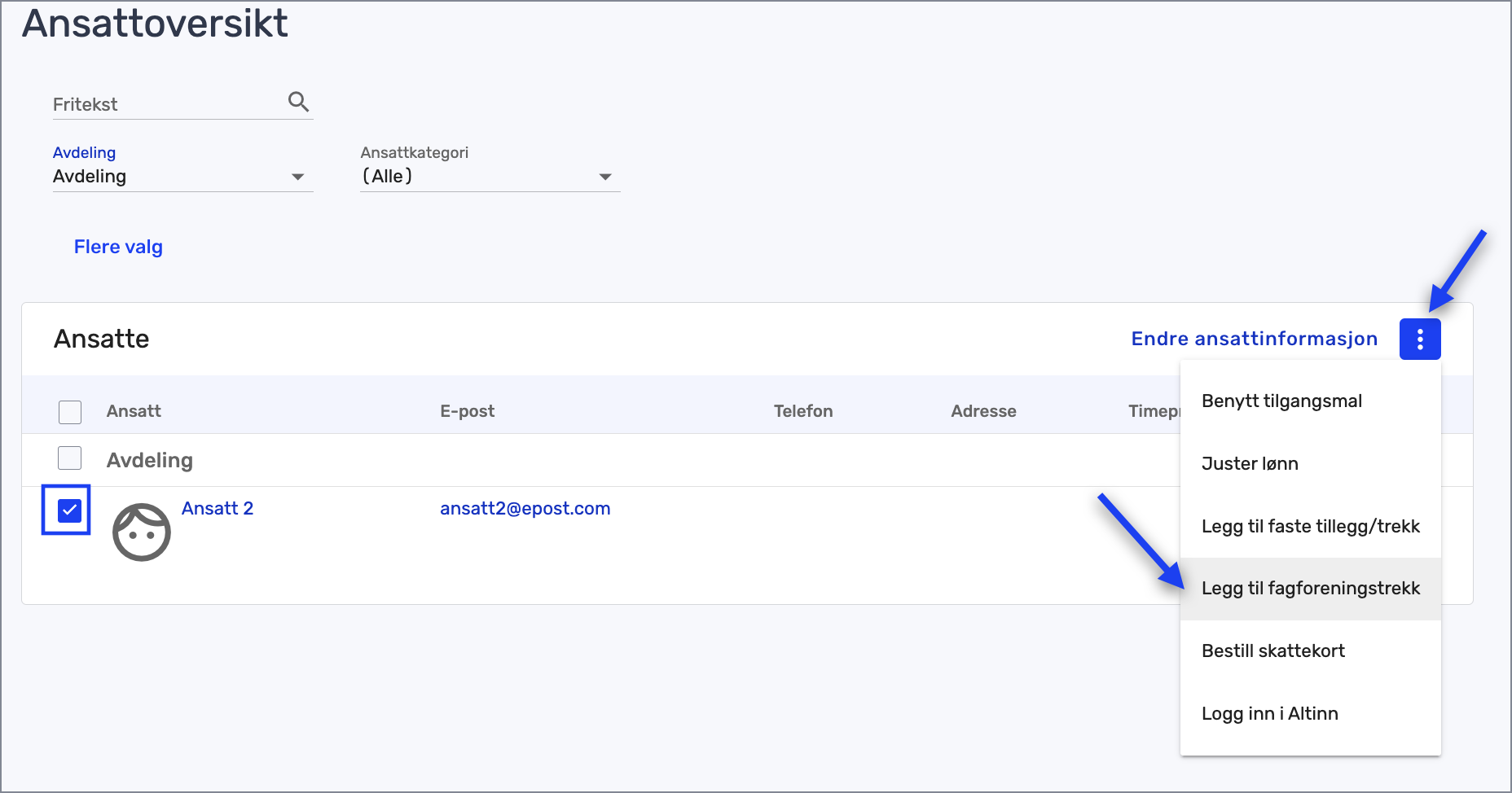 Slik knytter du ansatte til en fagforening – Tripletex hjelpesenter