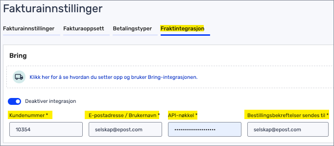 Hvordan aktivere integrasjon mot Bring? – Tripletex hjelpesenter