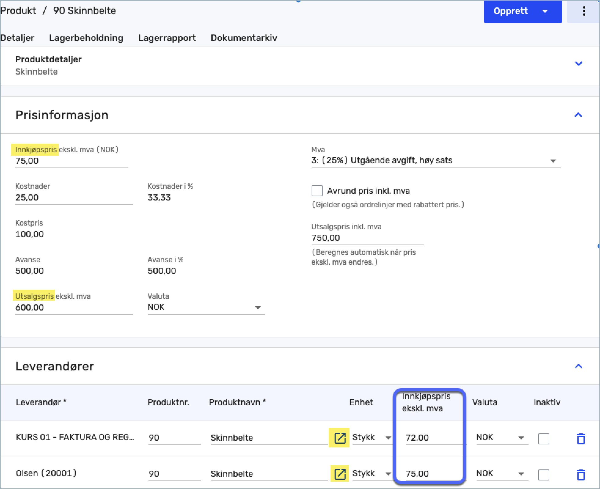 Slik lager du et nytt produkt – Tripletex hjelpesenter