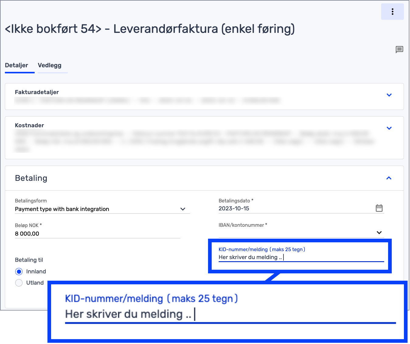 Hvordan betaler jeg med melding? – Tripletex hjelpesenter