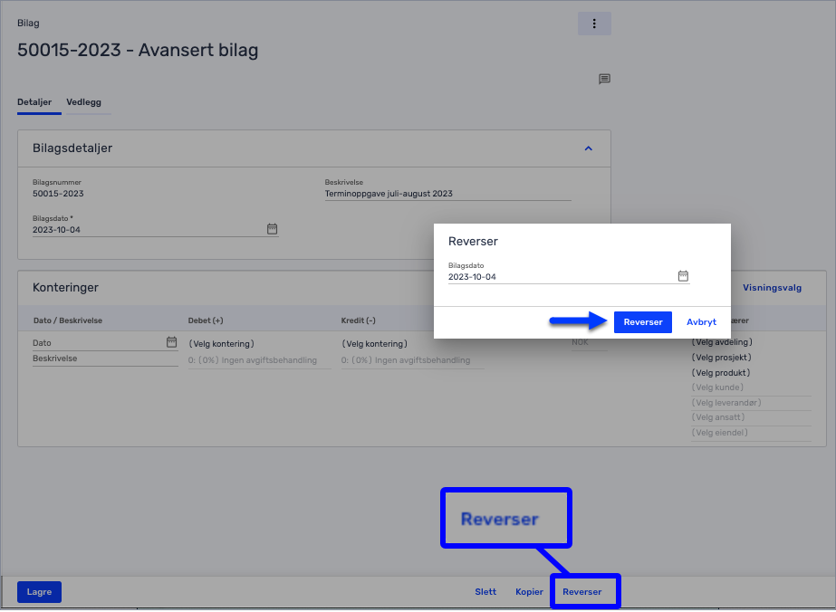 Slik reverserer (korrigerer) du bilag – Tripletex hjelpesenter