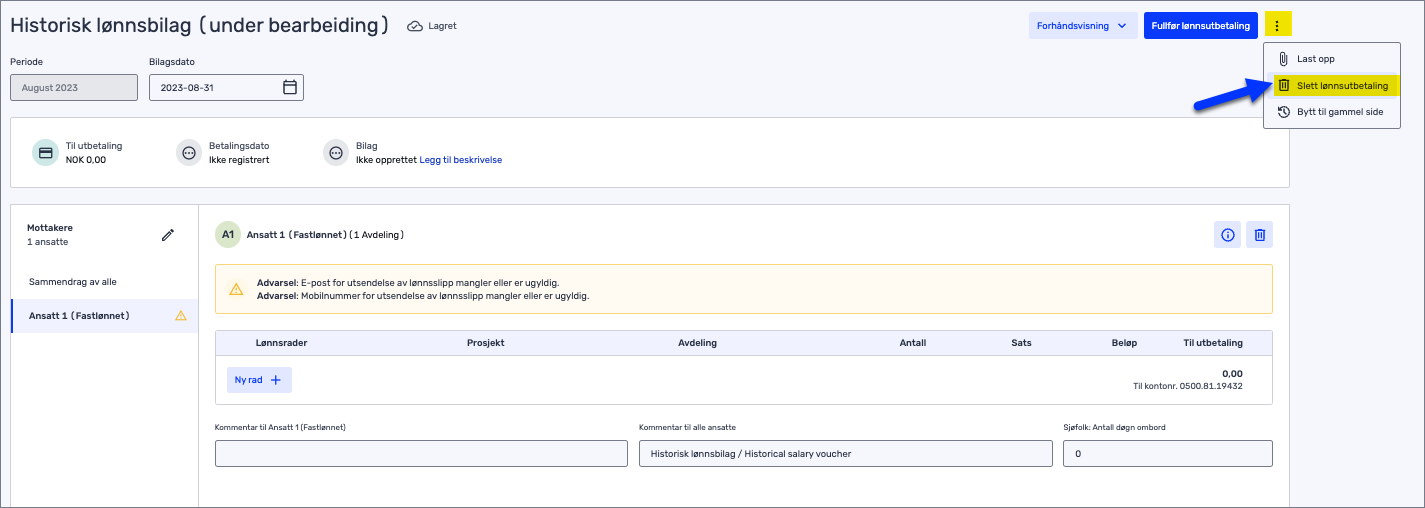 Hvordan korrigerer jeg et historisk lønnsbilag? – Tripletex hjelpesenter