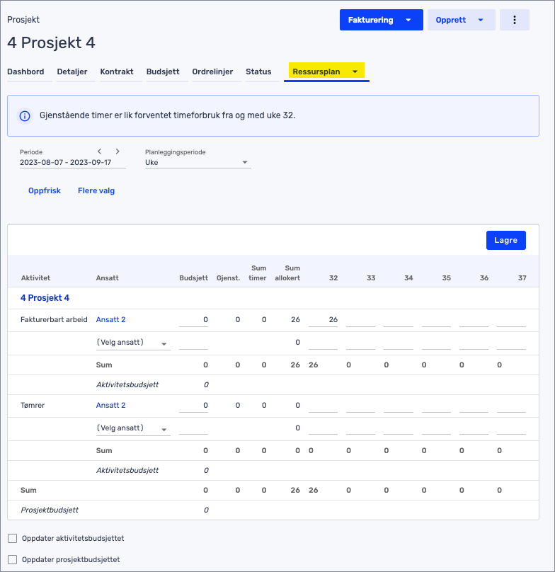 Hvordan bruker jeg ressursplan (vaktplan) med prosjekt? – Tripletex ...