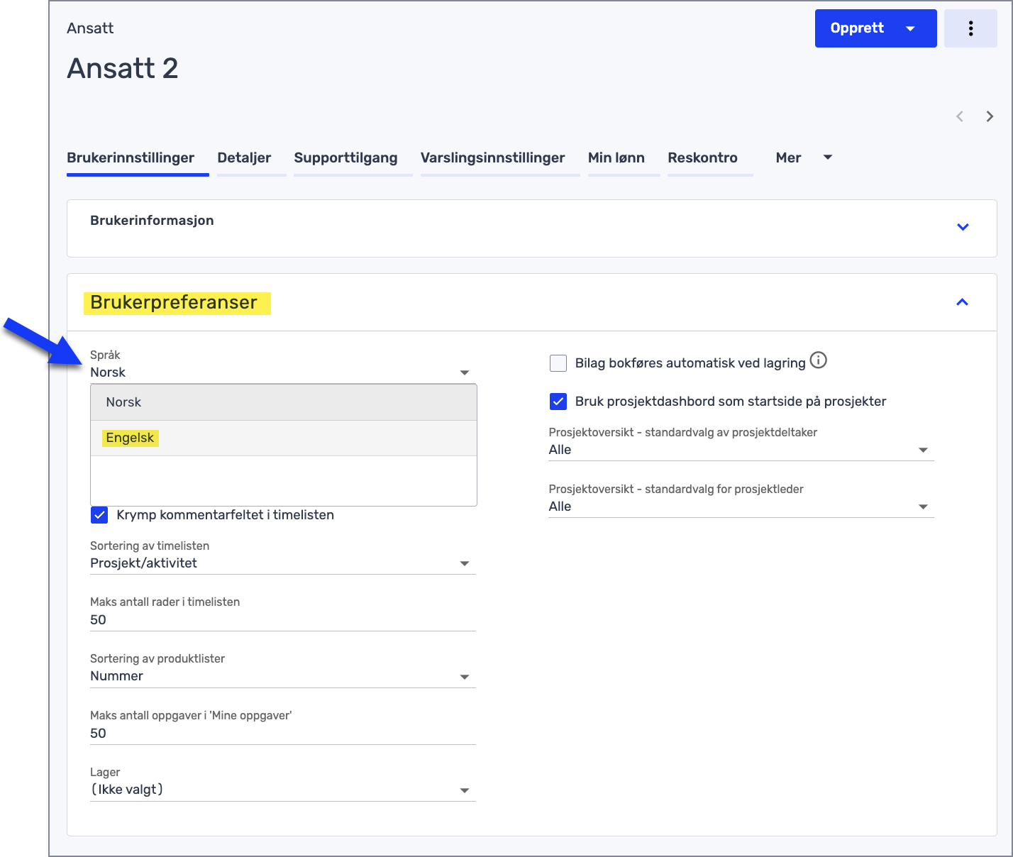 How do I get Tripletex in English? – Tripletex hjelpesenter