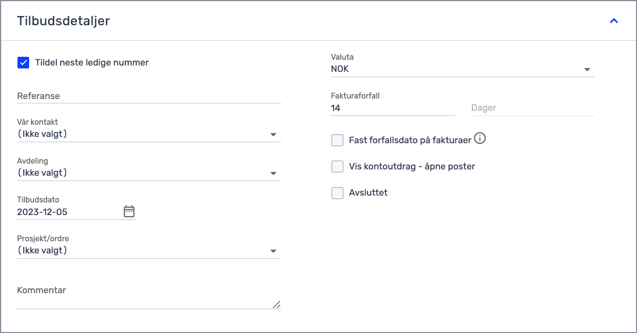Hvordan oppretter jeg et tilbud? – Tripletex hjelpesenter