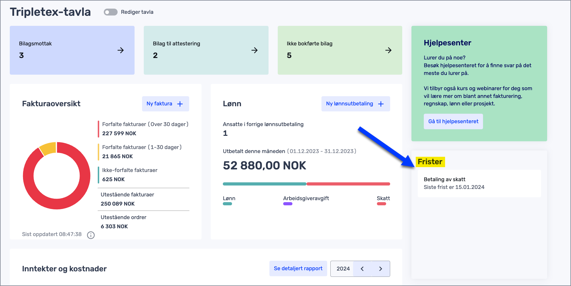Hvor finner jeg en oversikt med alle frister? – Tripletex hjelpesenter
