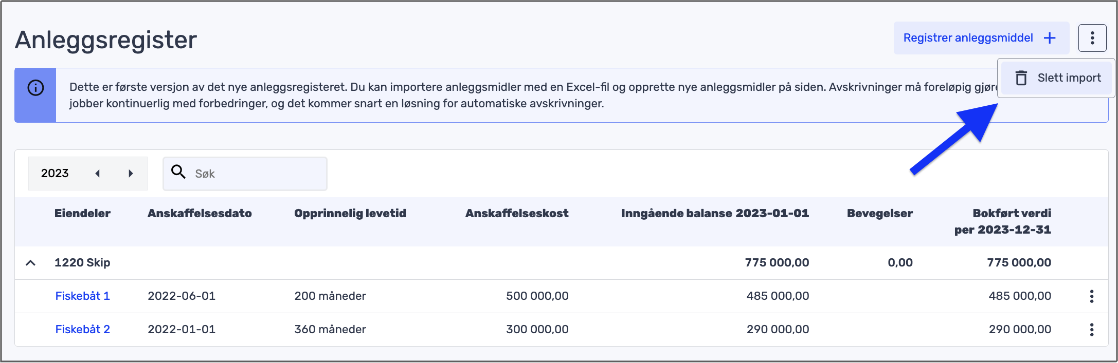 Slik importerer du anleggsmidler – Tripletex hjelpesenter