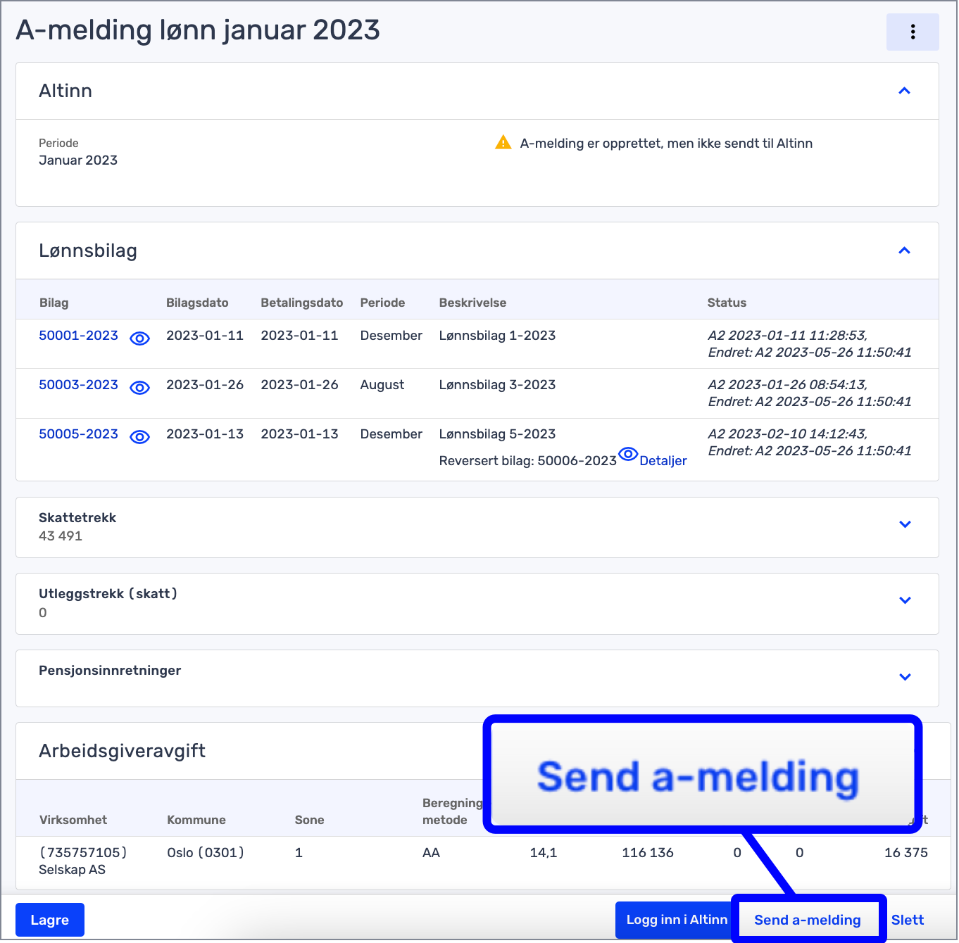Hvordan sender jeg en a-melding? – Tripletex hjelpesenter