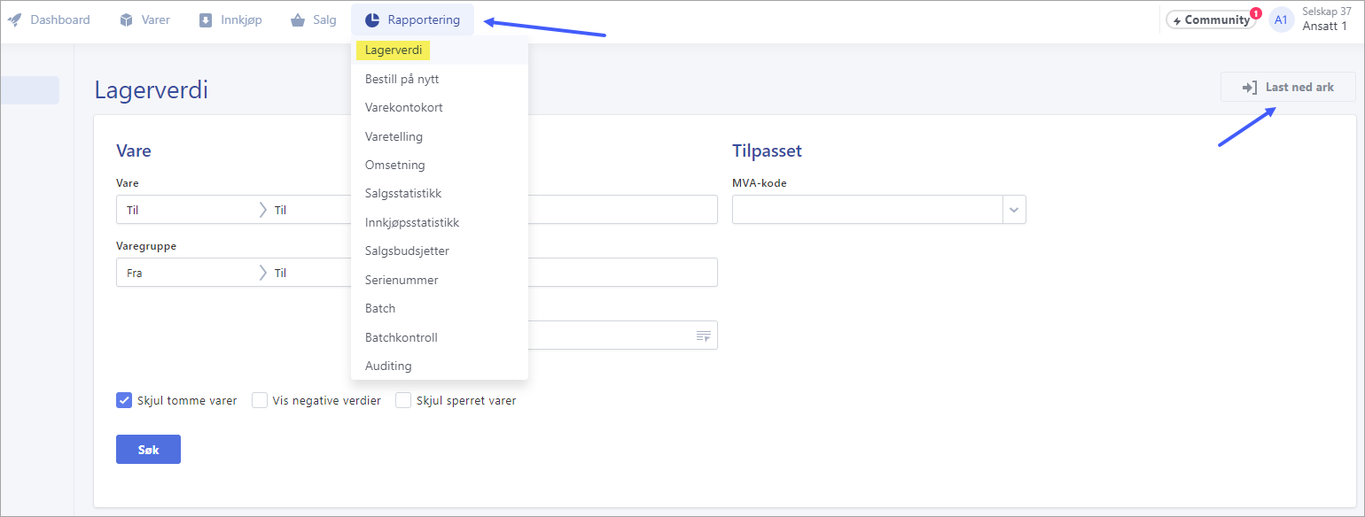 Slik lager du en rapport over lagerverdien din i Rackbeat – Tripletex ...