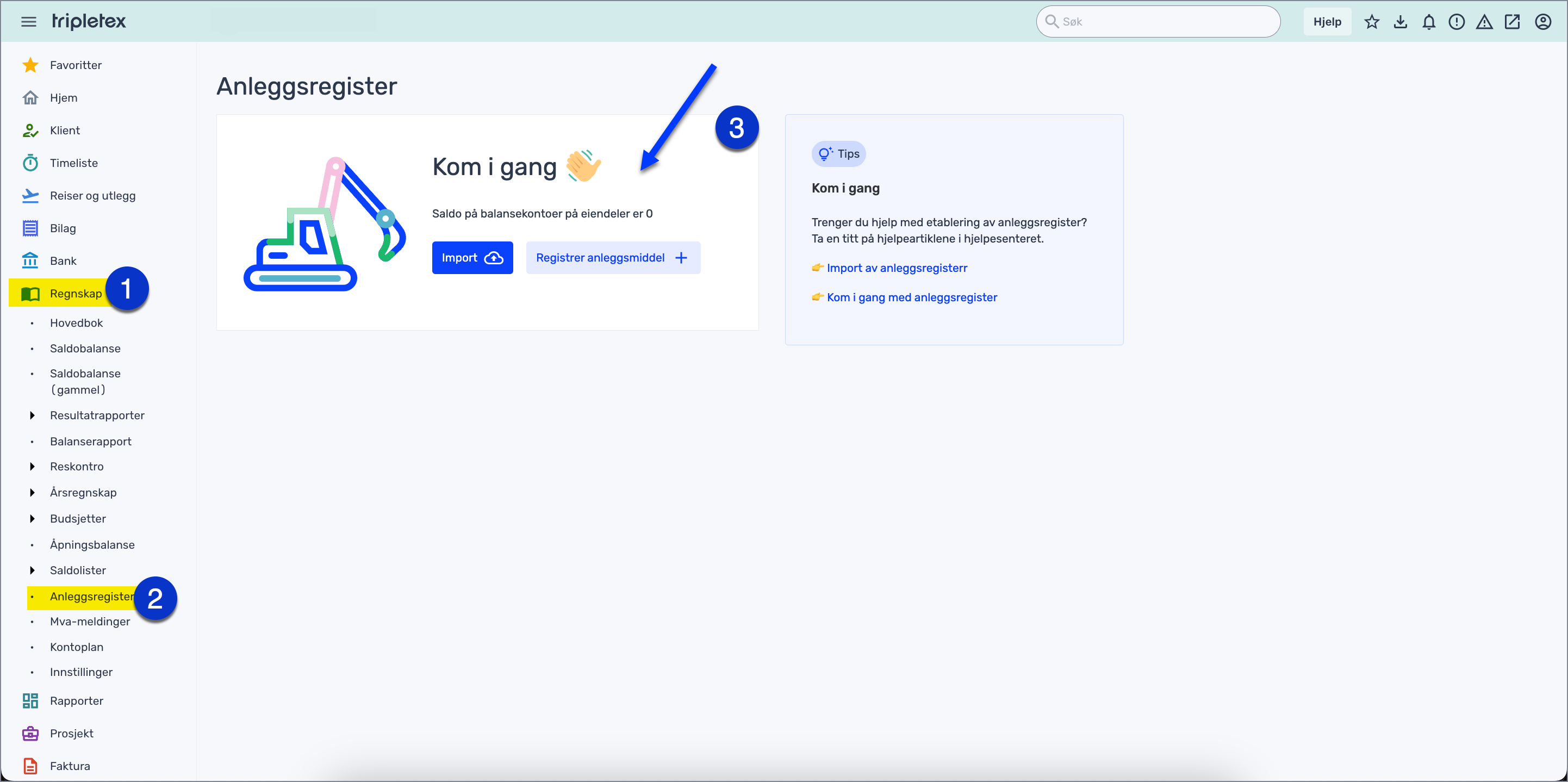 Hvordan kommer jeg i gang med anleggsregisteret? – Tripletex hjelpesenter