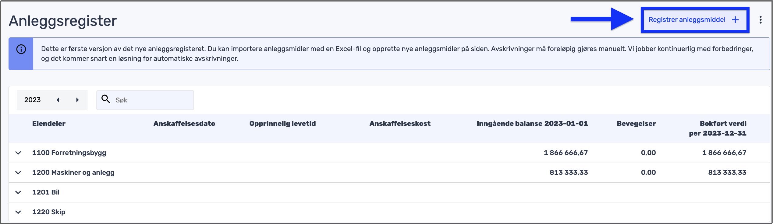 Hvordan registrerer jeg nytt anleggsmiddel? – Tripletex hjelpesenter