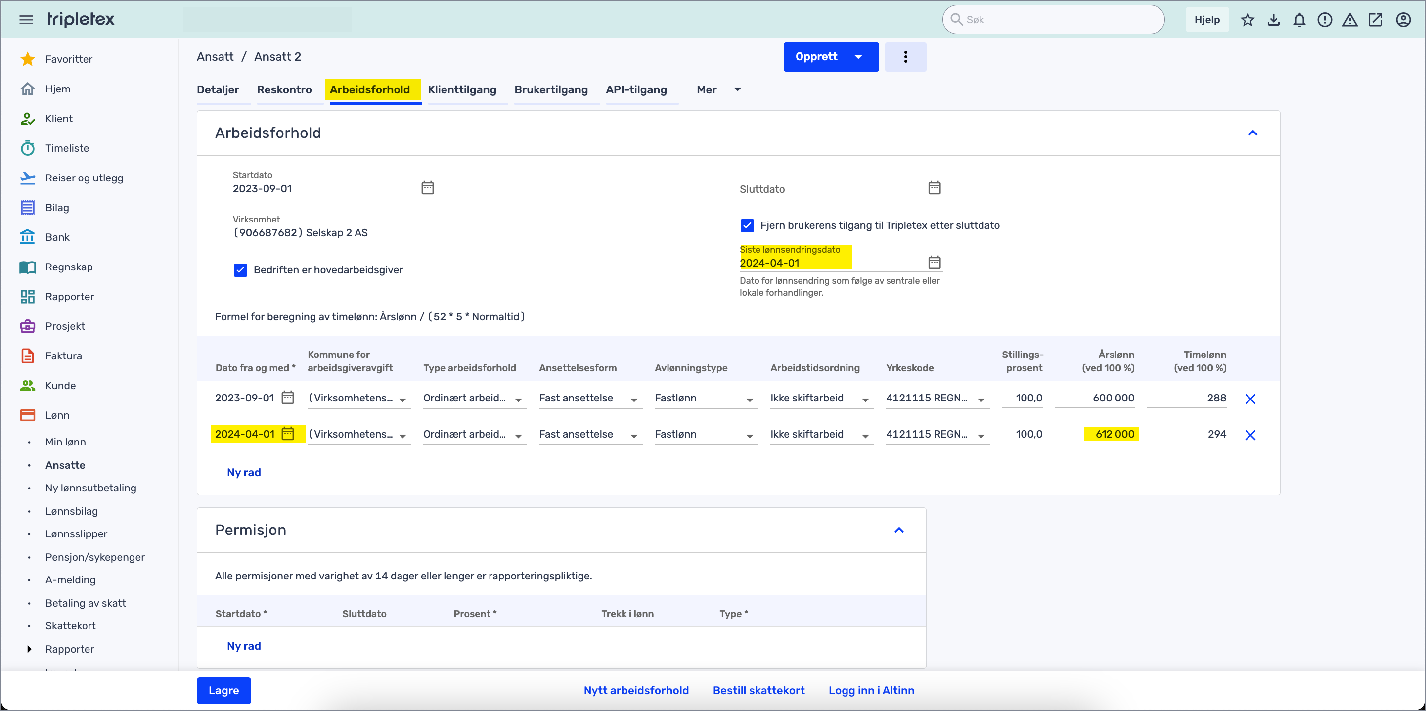 Hvordan justerer jeg lønnen til flere ansatte? – Tripletex hjelpesenter