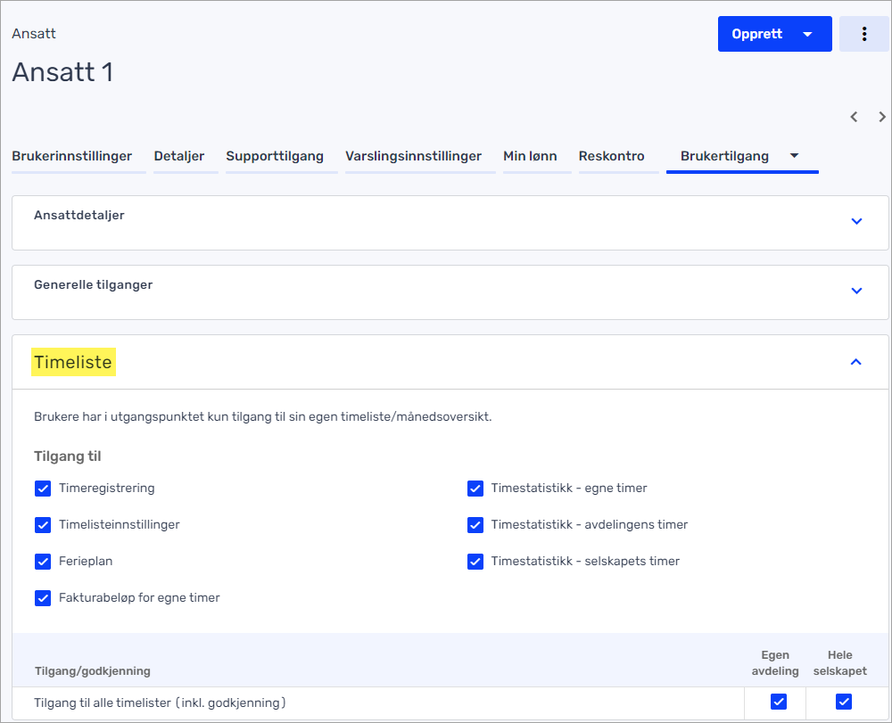 Hvorfor ser jeg ikke timelisten i kontoen min? – Tripletex hjelpesenter
