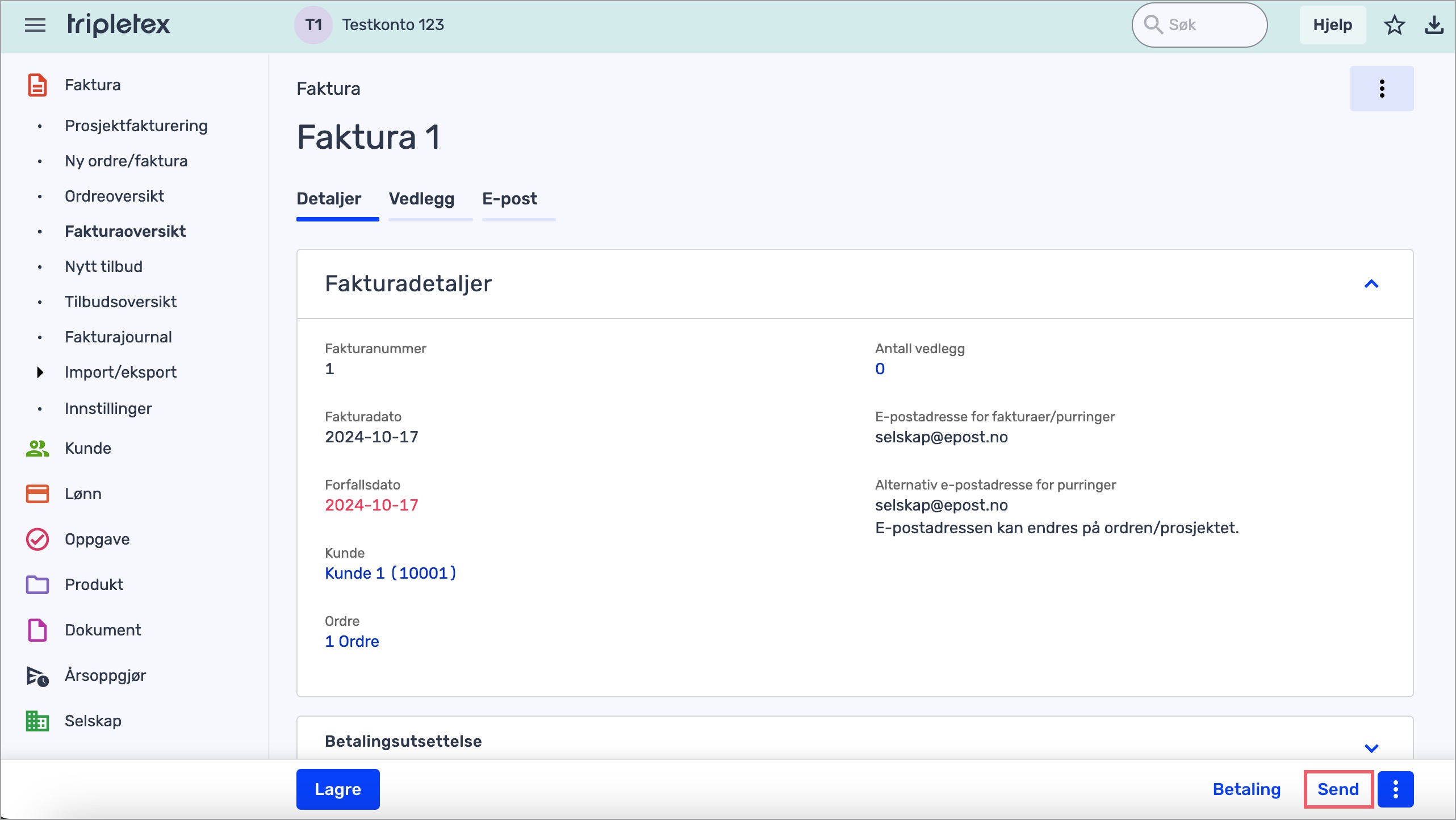 Når jeg sender faktura får jeg bare opp manuell utsendelse, hva gjør jeg? – Tripletex hjelpesenter